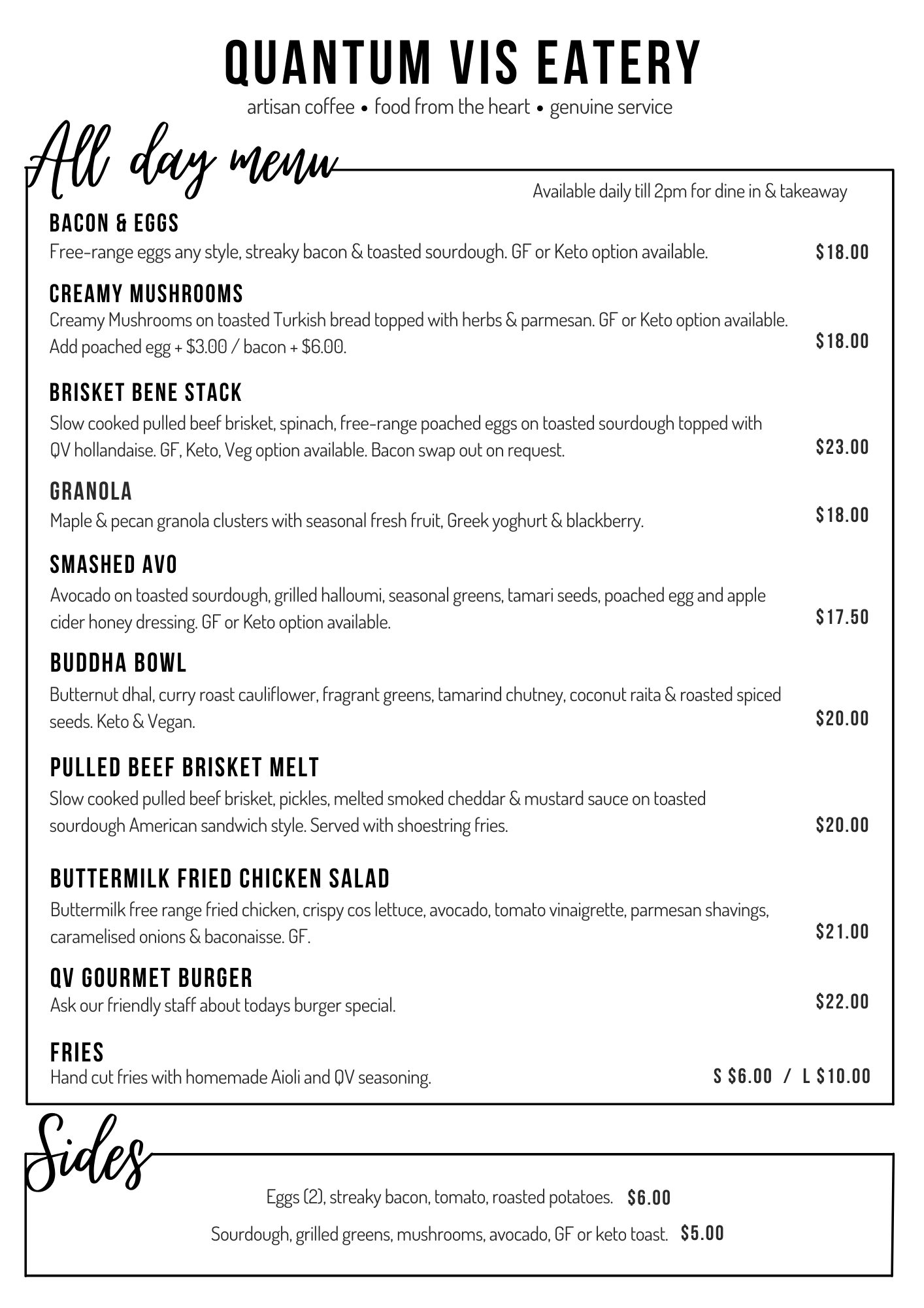 Menu • Quantum Vis • Something Yum For Everyone